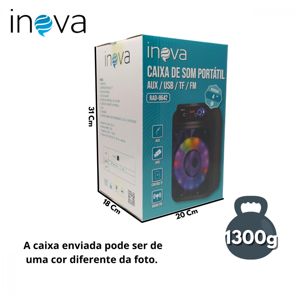 Jonh Variedades DROP - Caixa de Som c/ LED Inova RAD-8642 - Meu catálogo fácil!