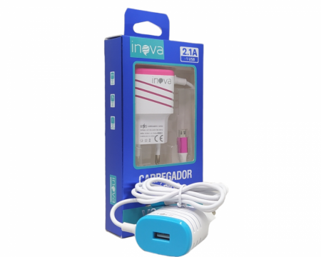 Jonh Variedades DROP - Carregador Completo com Fio 2.1A Tipo V8 e 01 porta USB INOVA CAR-G5014 ...