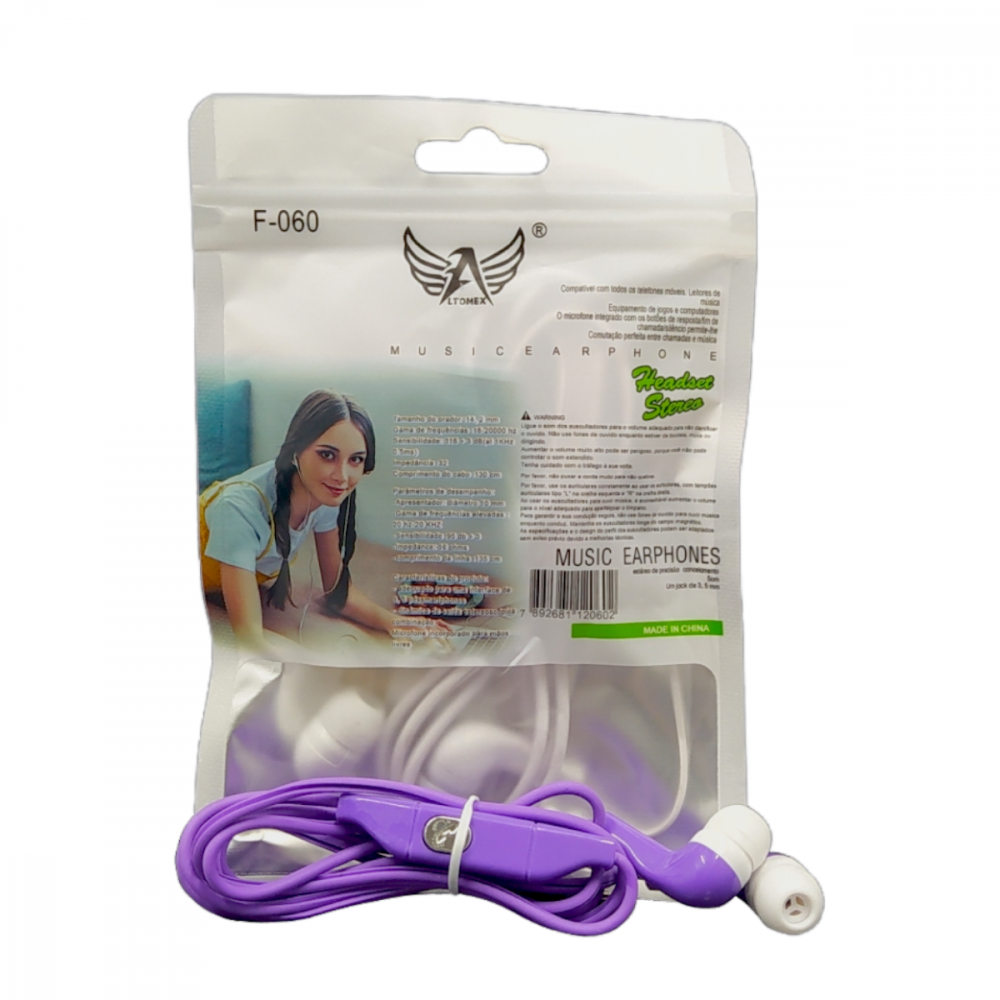 Jonh Variedades DROP - Fone c/microfone F-060 -cores aleatórias- - Meu ...