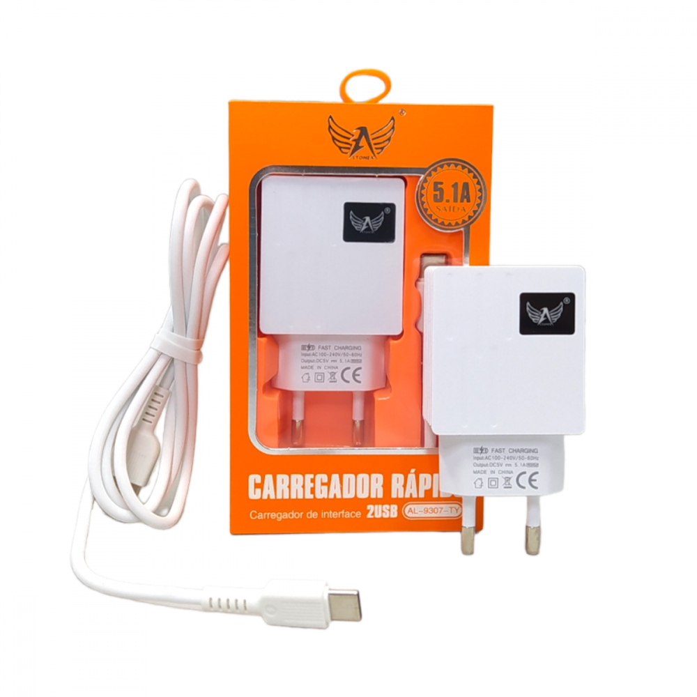 Jonh Variedades DROP - Carregador Turbo 5.1A 2 USB Altomex AL-9307-TY - Meu catálogo fácil!