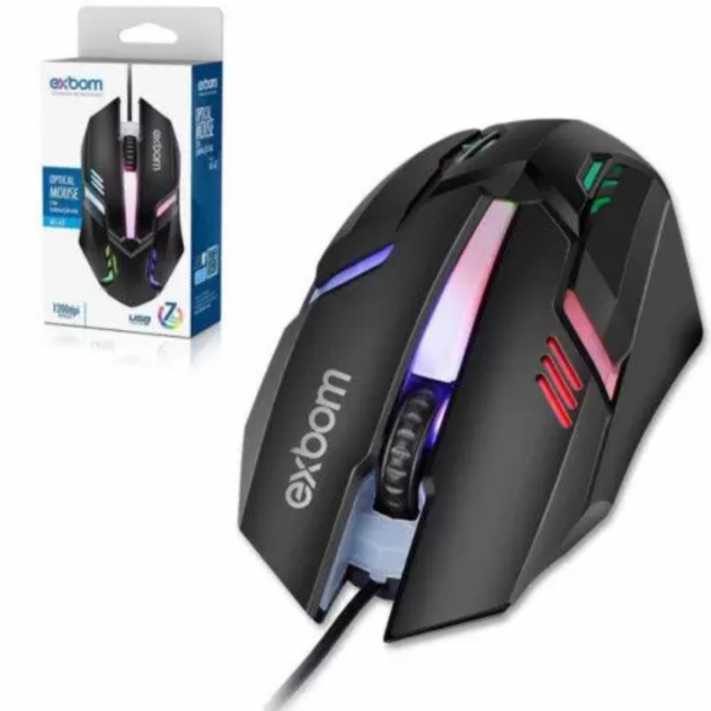 Jonh Variedades DROP - Mouse Gamer LED Rgb 7 Cores Com Fio EXBOM MS-62 ...