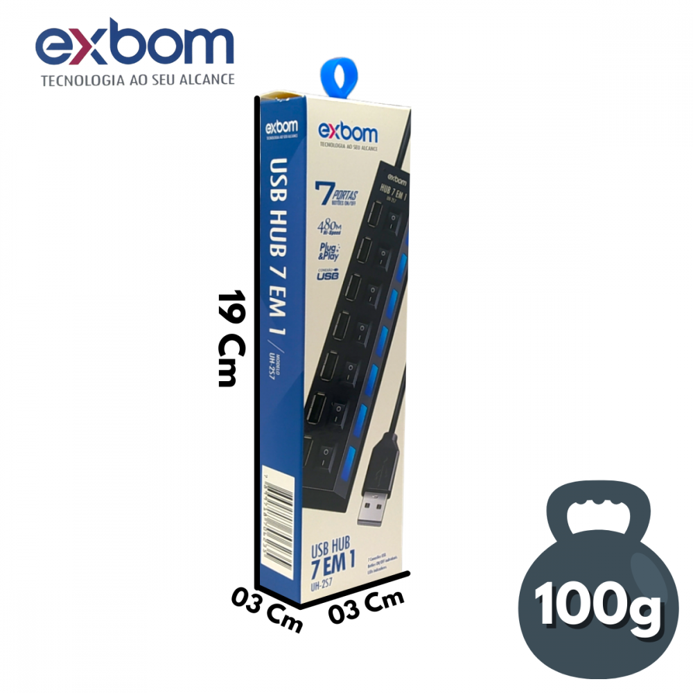 Jonh Variedades DROP - Extensor Adaptador Hub USB 7 Portas Exbom UH-2s7 - Meu catálogo fácil!