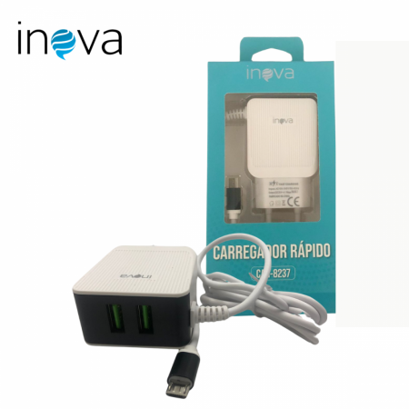Jonh Variedades DROP - -- Carregador Completo Rápido com Fio 4.1A Tipo V8 e 02 portas USB INOVA ...