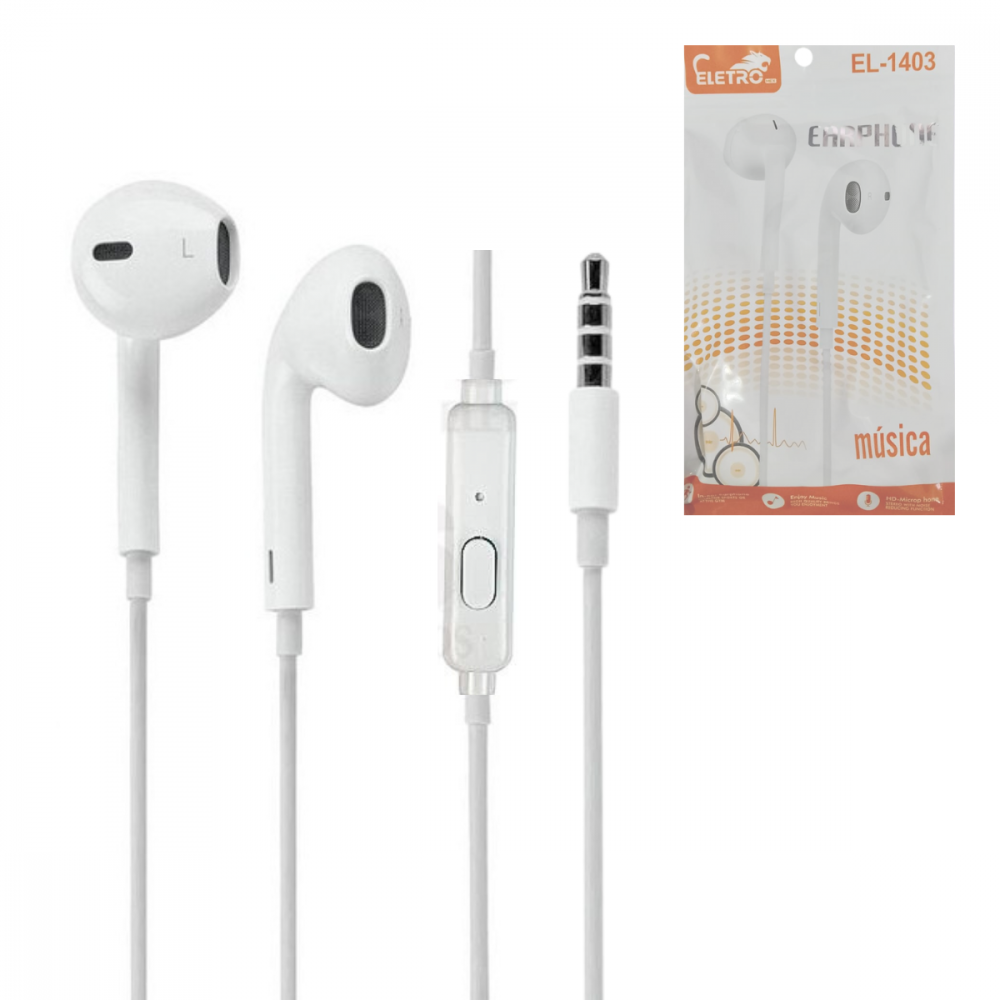 Jonh Variedades DROP - Fone de Ouvido Intra Auricular Com Fio e Microfone Estéreo ELETRO EL-1403 ...