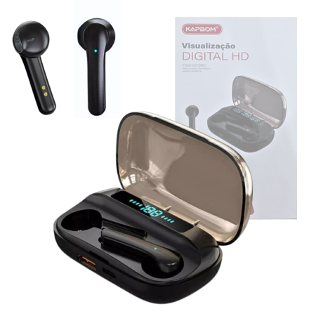 Jonh Variedades DROP - Fone de Ouvido Intra Auricular Bluetooth com Case de Carregamento LED ...