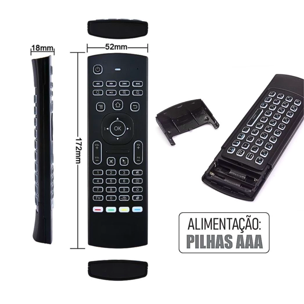 Jonh Variedades DROP - -- Controle Air Mouse 2.4g Com Sensor Teclado ...