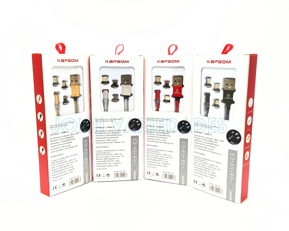 Jonh Variedades DROP - CABO MAGNÉTICO KAP-366-3.1A-v8-tpc-ios IPHONE (somente na cor preta ...